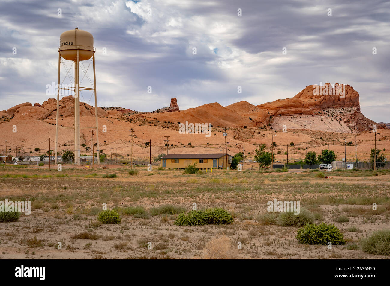 Kayenta, Arizona, USA - Water tower in a scenic location near Monument ...