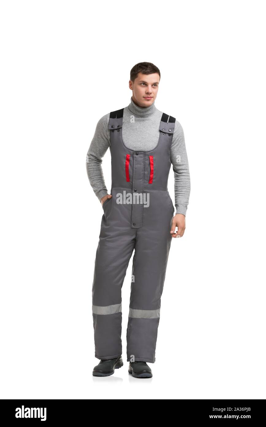 Man in work overalls Cut Out Stock Images & Pictures - Alamy