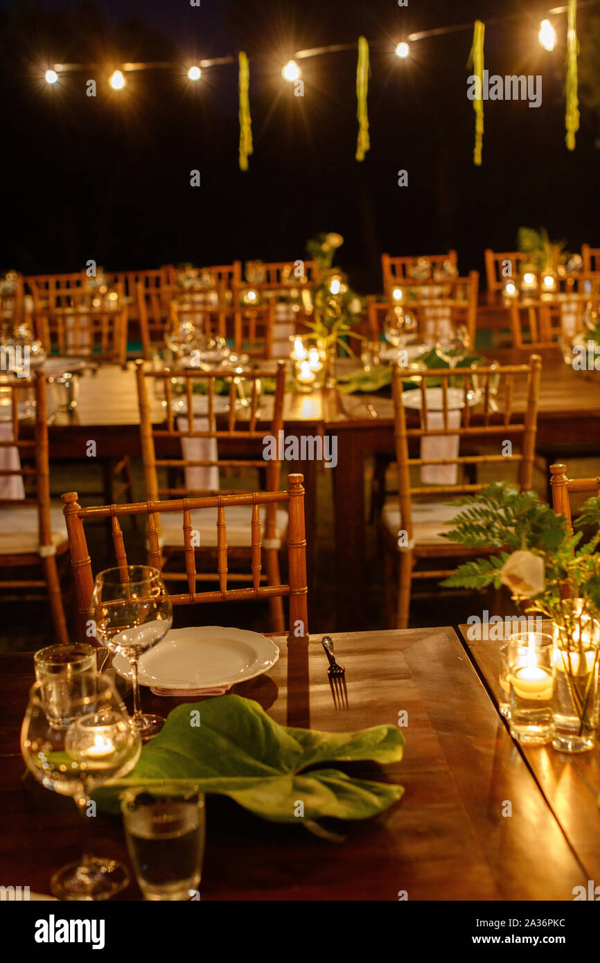 Glass table set for dinner vertical image hi-res stock photography and ...