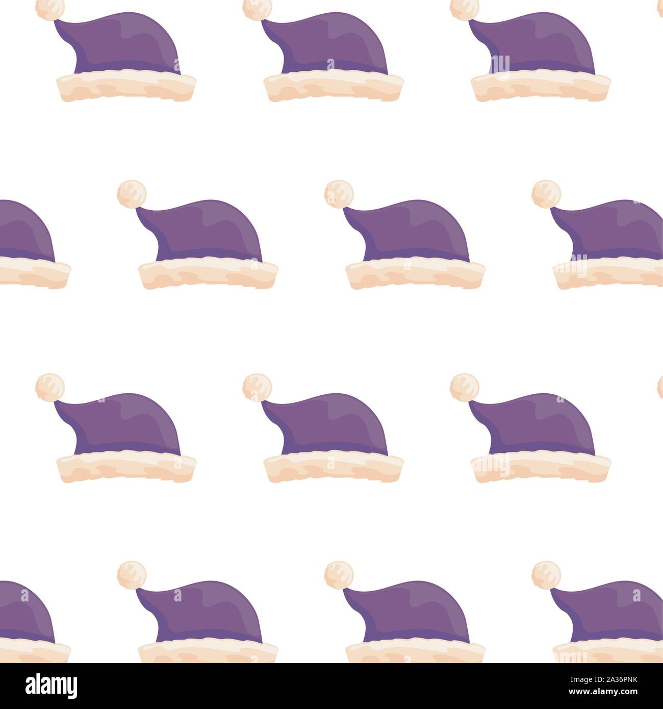 pattern of purple santa claus hat on white background vector ...