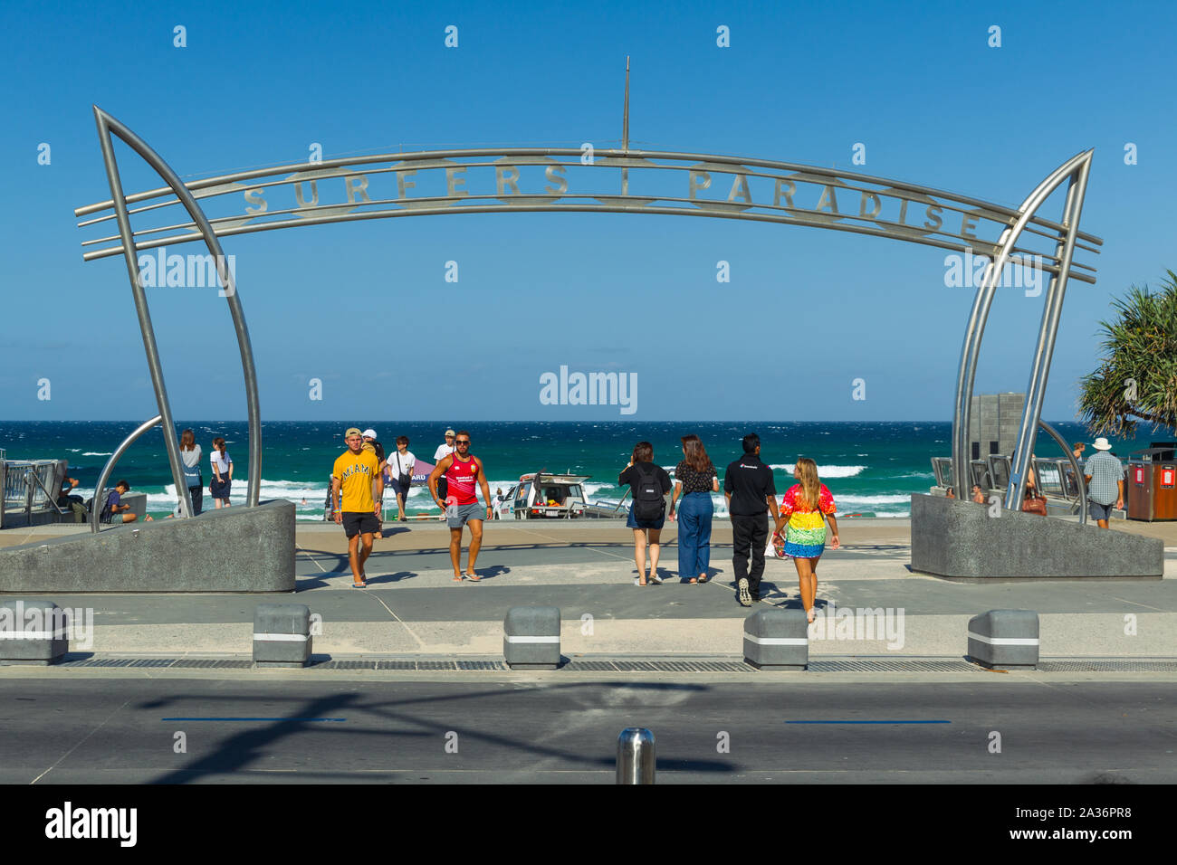 The entrance to Surfers Paradise beach at Cavill Mall and The Esplanade ...