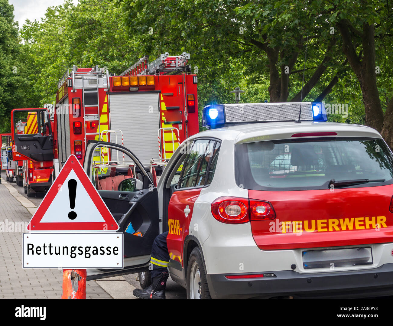 Fire brigade operation Shield Rescue lane Stock Photo - Alamy