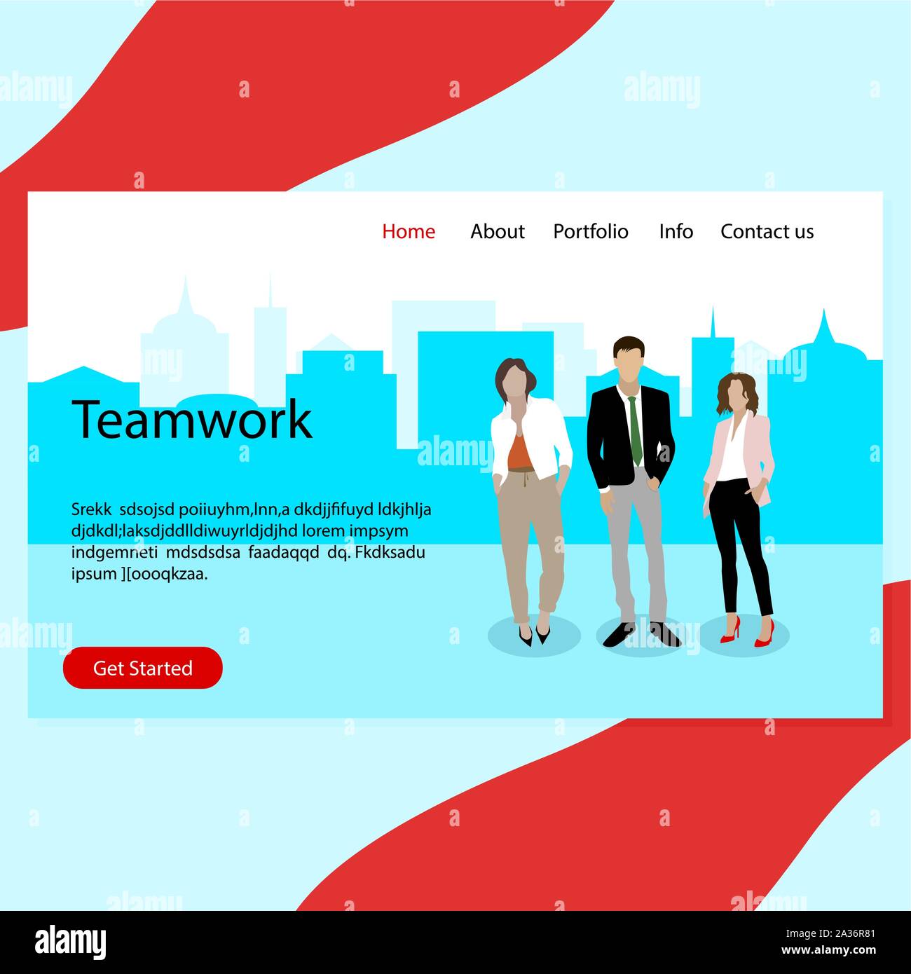 Success teamwork, real confident business team landing page. Confident ...