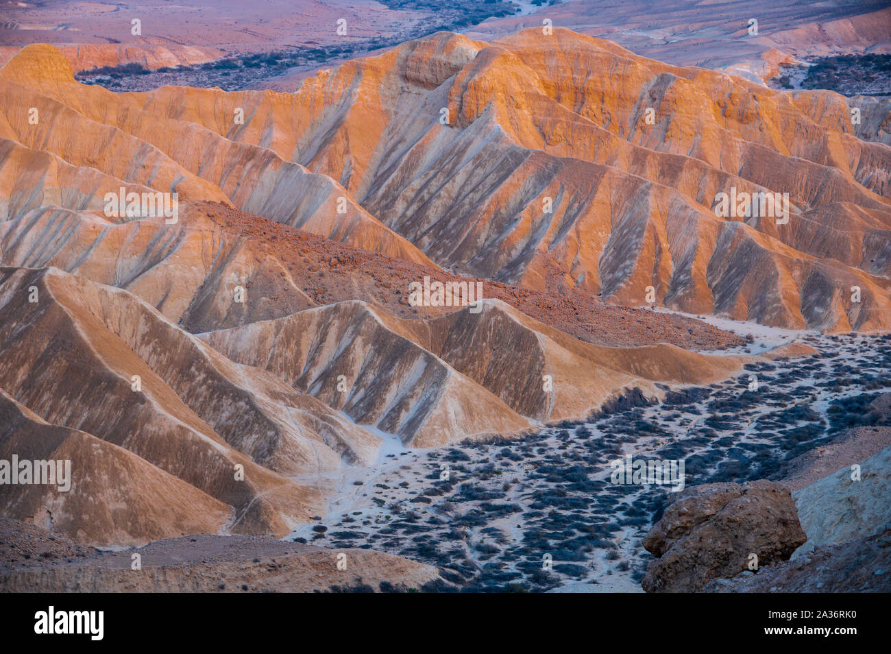 Negev Desert / Israel - SEP 22, 2019: Desert landscape as seen from Sde Boker in the Negev ...