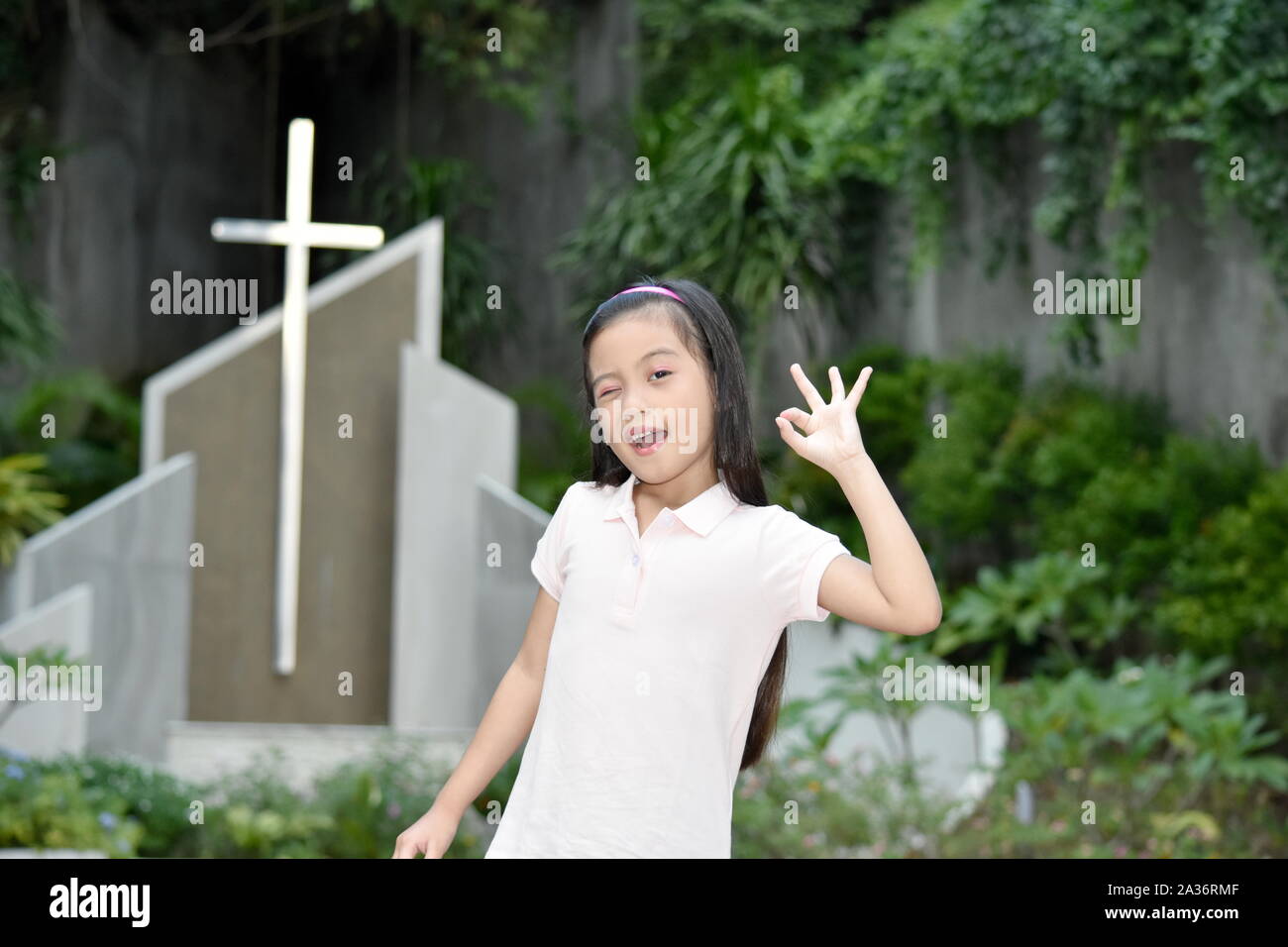 An Okay Christian Person At Church Stock Photo - Alamy