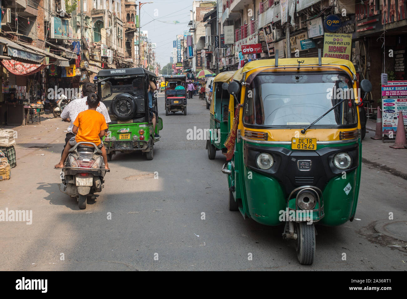Rickshaw taxi in street delhi hi-res stock photography and images - Alamy