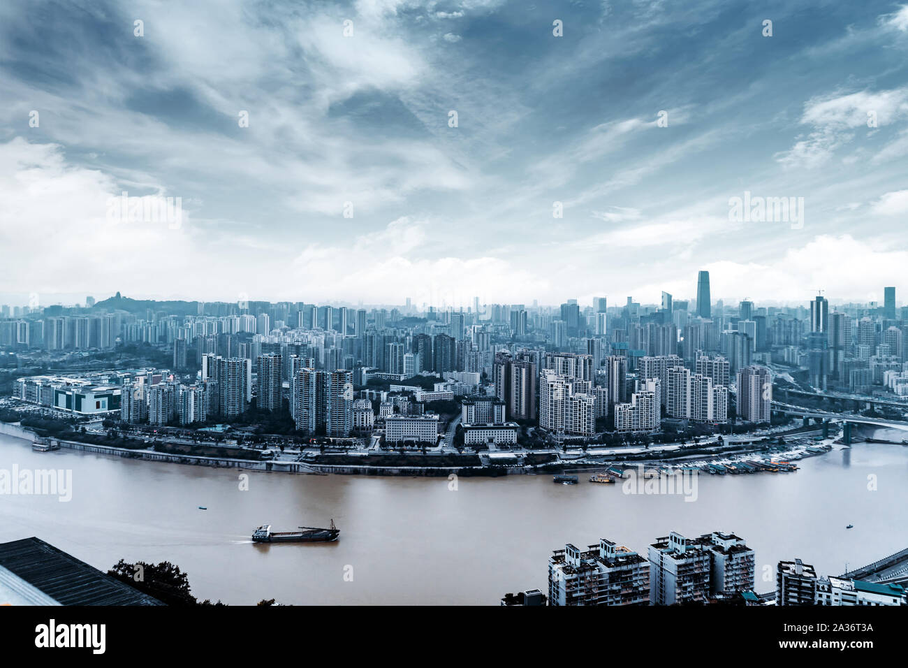 Aerial view of the Yangtze River and Chongqing city landscape Stock ...