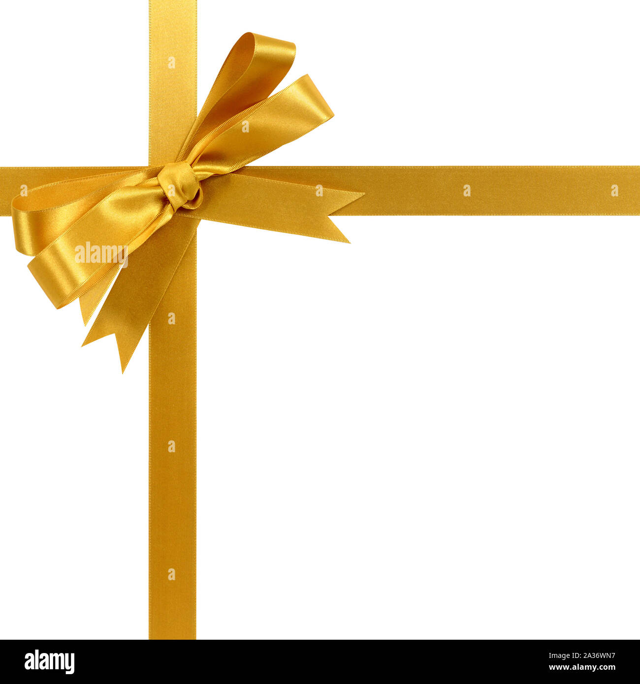 Gold gift ribbon and bow isolated on white Stock Photo - Alamy