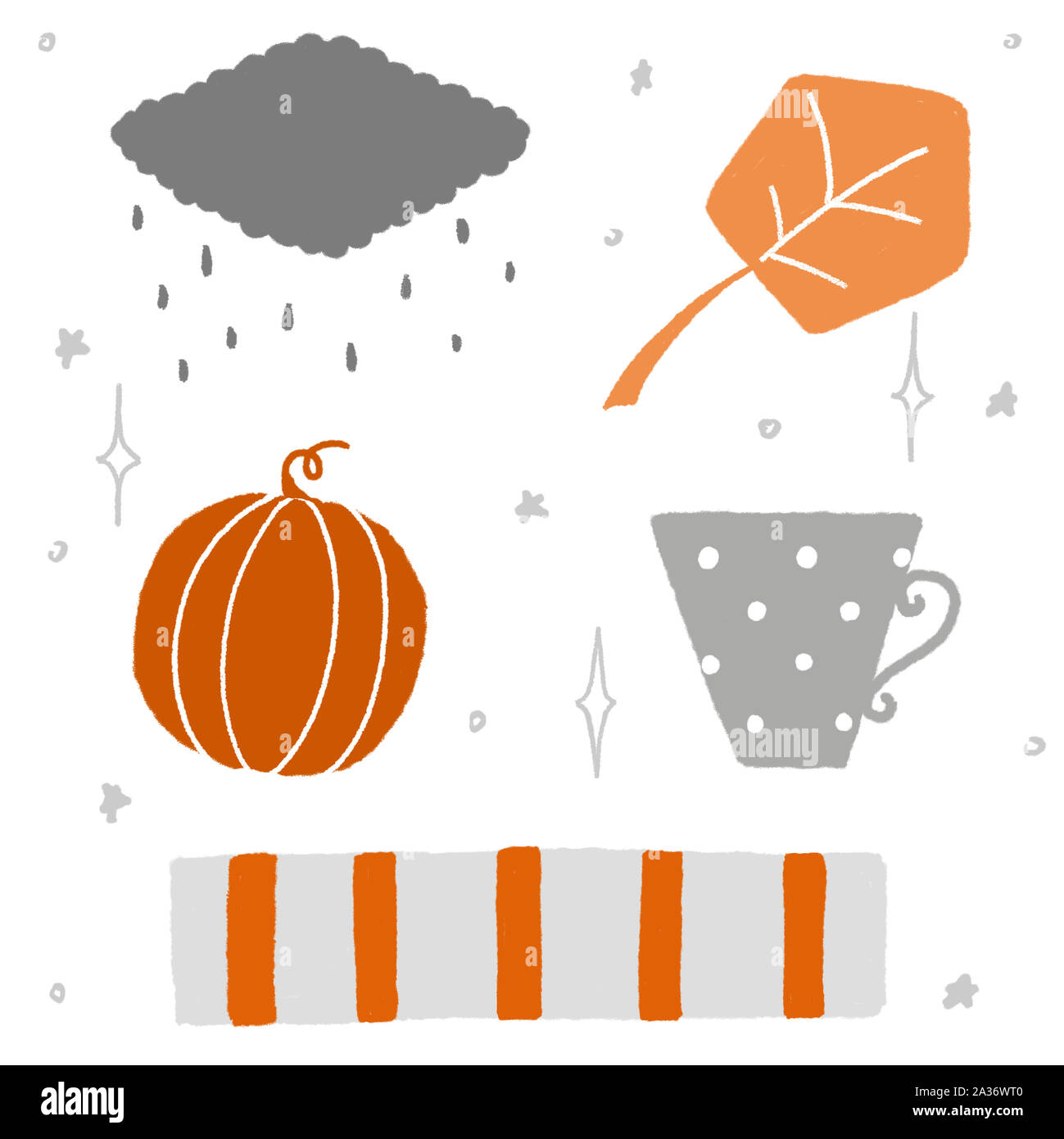 Halloween autumn magic elements illustration in orange Stock Photo - Alamy