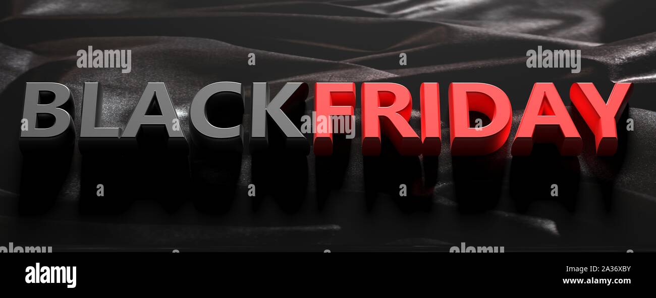 Black Friday concept. Black Friday text letters red and black color ...