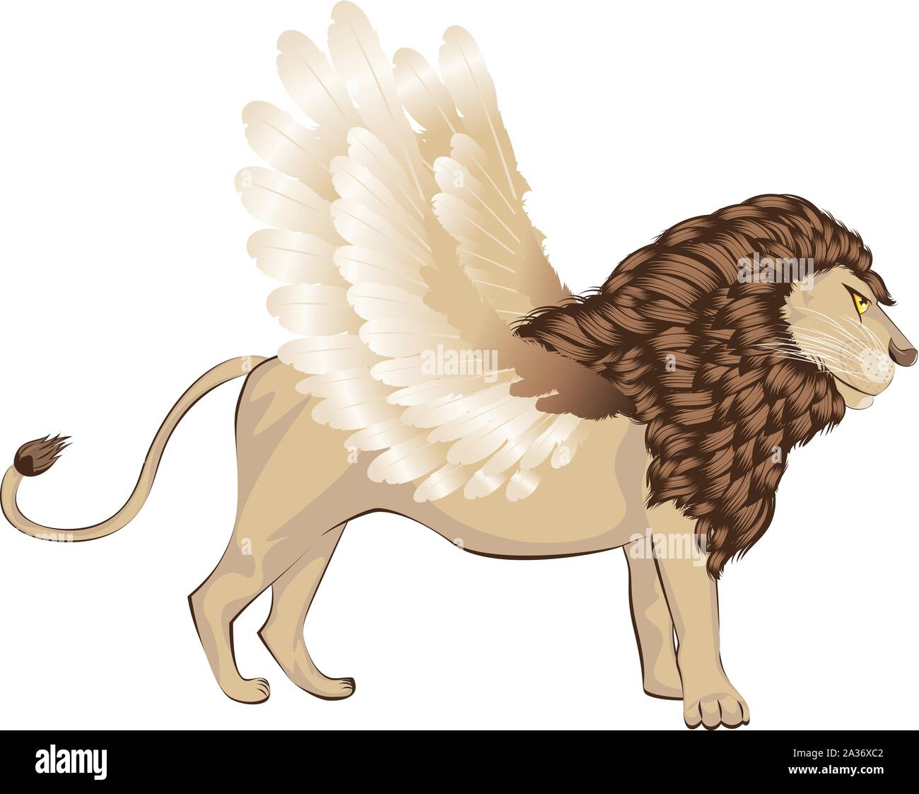 Fantastic animal lion with bird wings, chimera illustration Stock ...