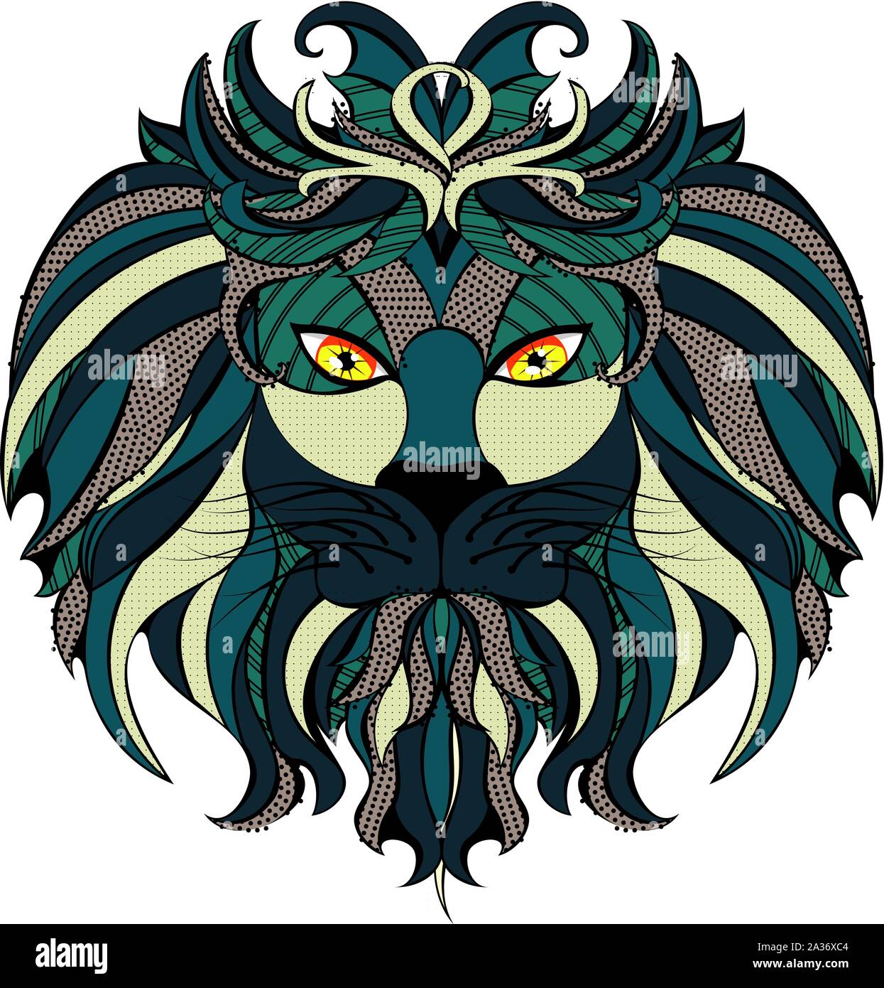 Abstract illustration of a stylized lion head with mane Stock Vector ...