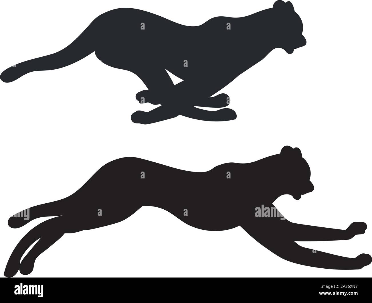 Stylized cheetah silhouette in running pose design illustration Stock ...