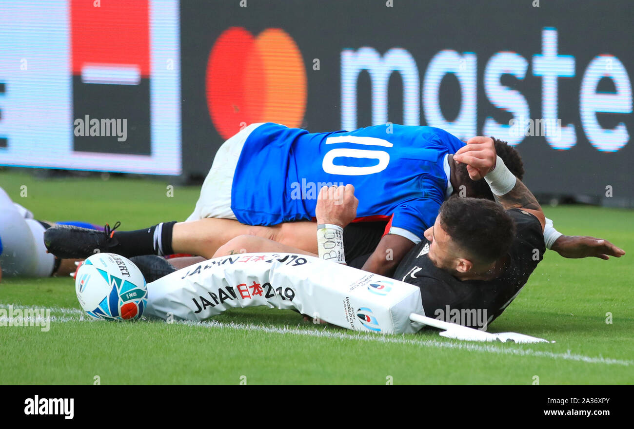 New Zealand's TJ Perenara scores his sides eleventh try during the 2019 ...