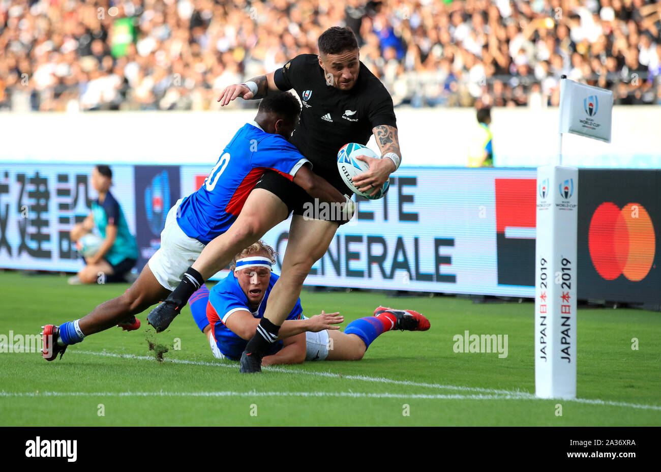New Zealand's TJ Perenara scores his sides eleventh try during the 2019 ...