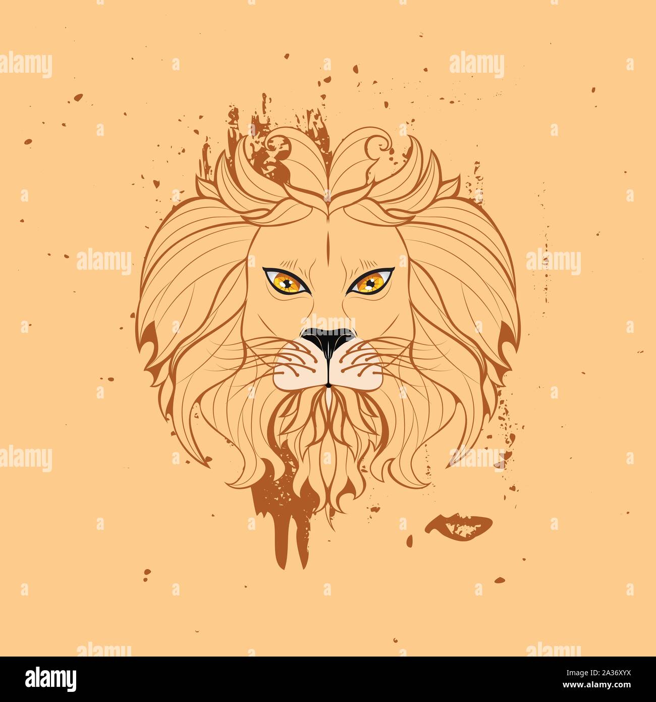 Abstract illustration of a stylized lion head with mane Stock Vector ...