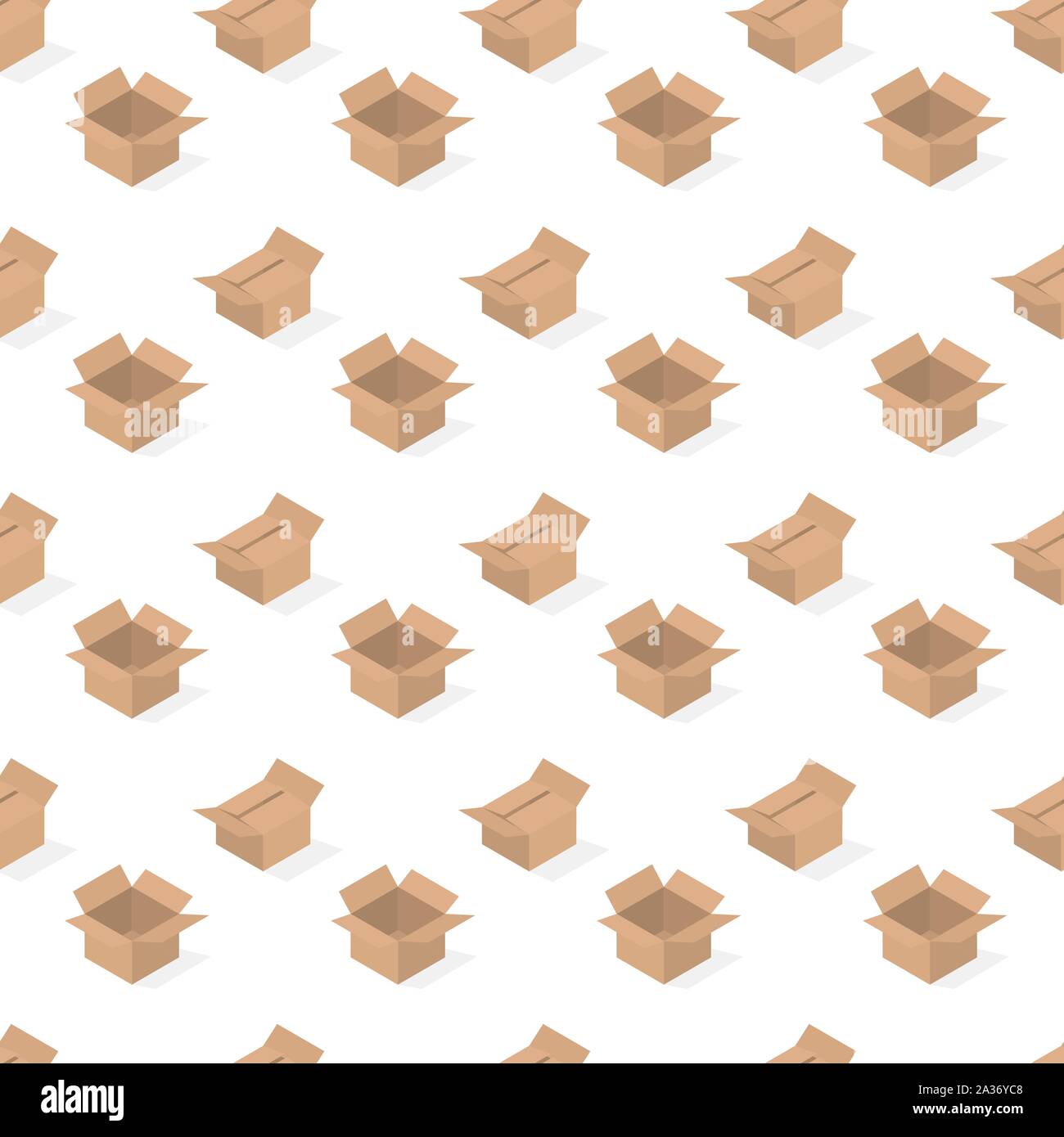Seamless background from a set of 3D cardboard boxes, vector ...