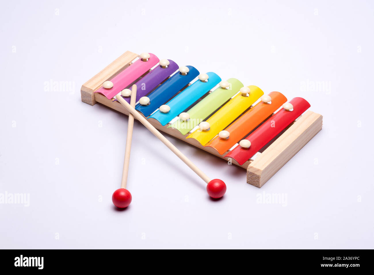Xylophone closeup in isolated white background Stock Photo - Alamy