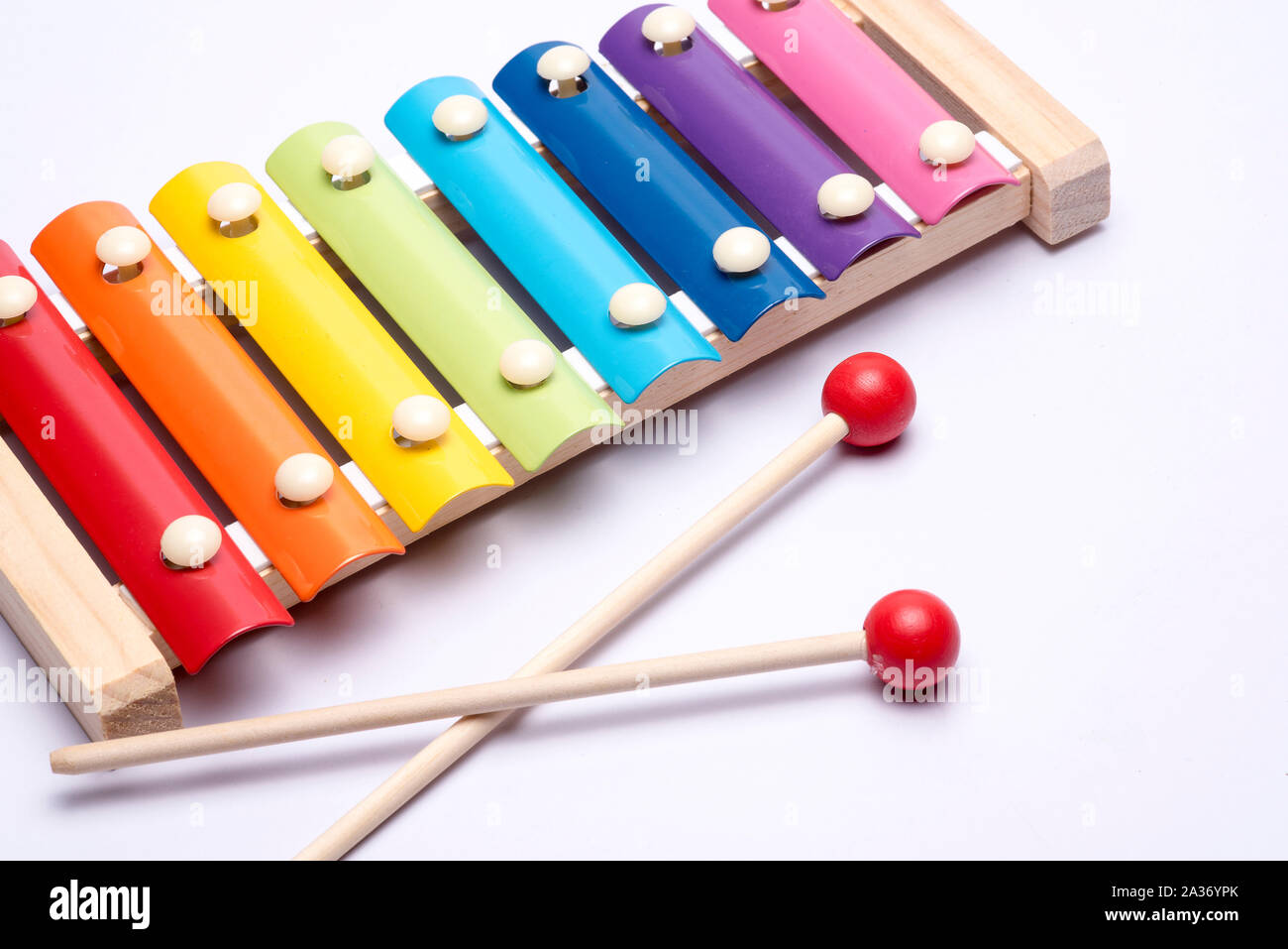 Xylophone closeup in isolated white background Stock Photo - Alamy