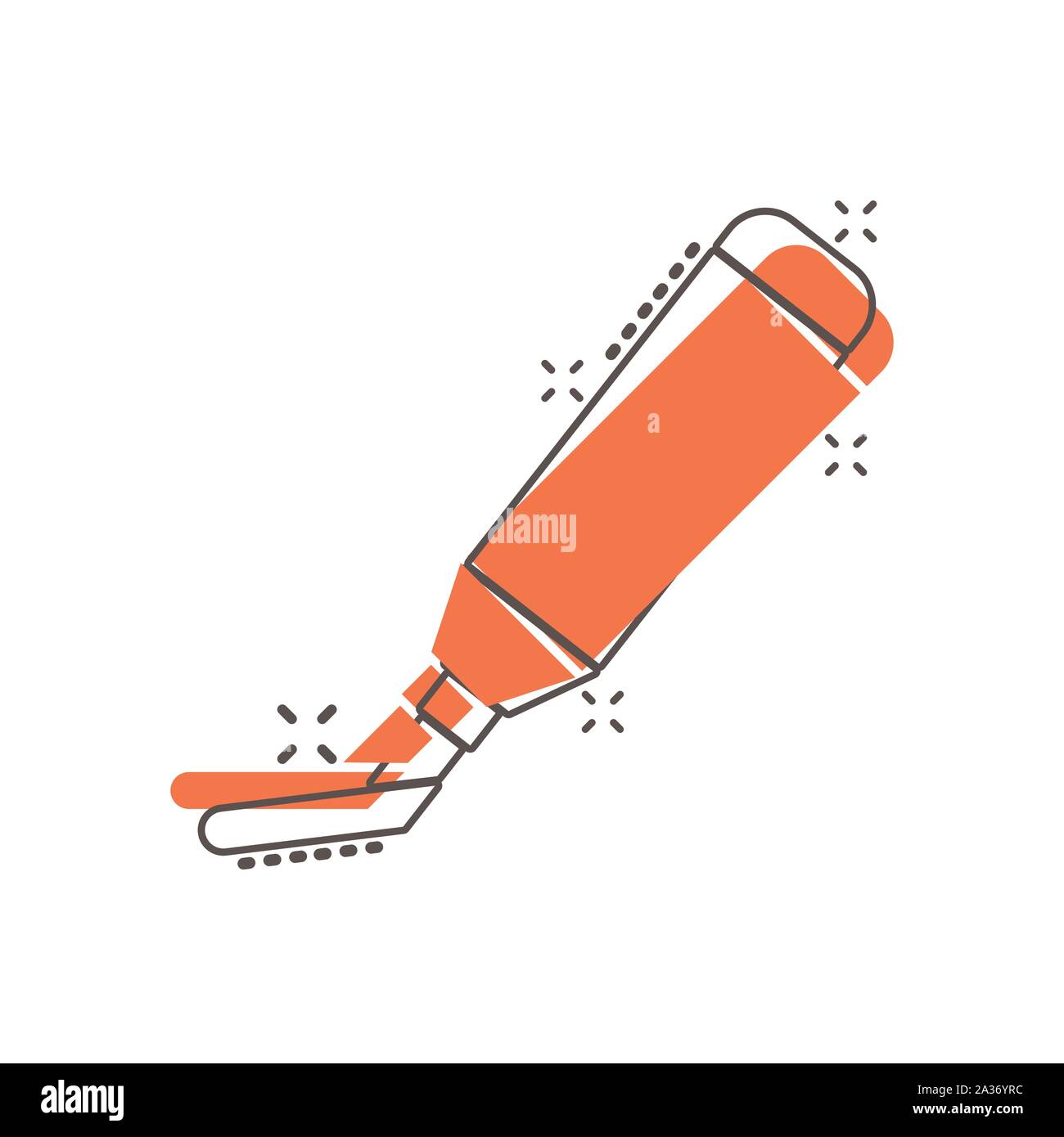 Vector cartoon highlighter marker pen icon in comic style. Highlight ...