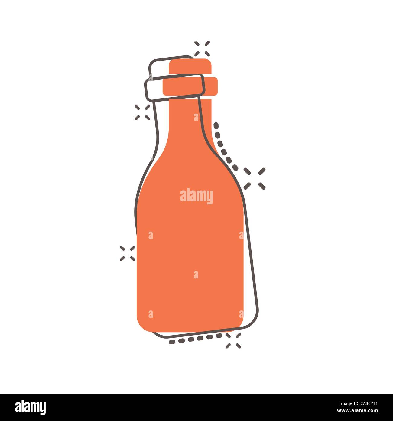 Vector cartoon wine, beer, water bottle icon in comic style. Alcohol ...