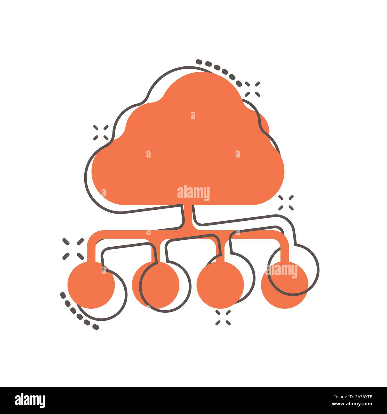 Vector cartoon cloud computing technology icon in comic style. Infographic analytics ...
