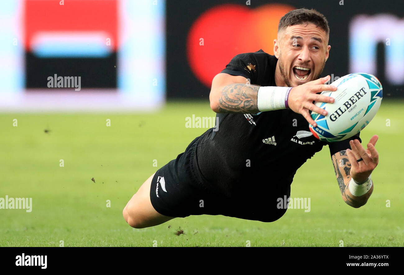 New Zealand's TJ Perenara during the 2019 Rugby World Cup Pool B match ...