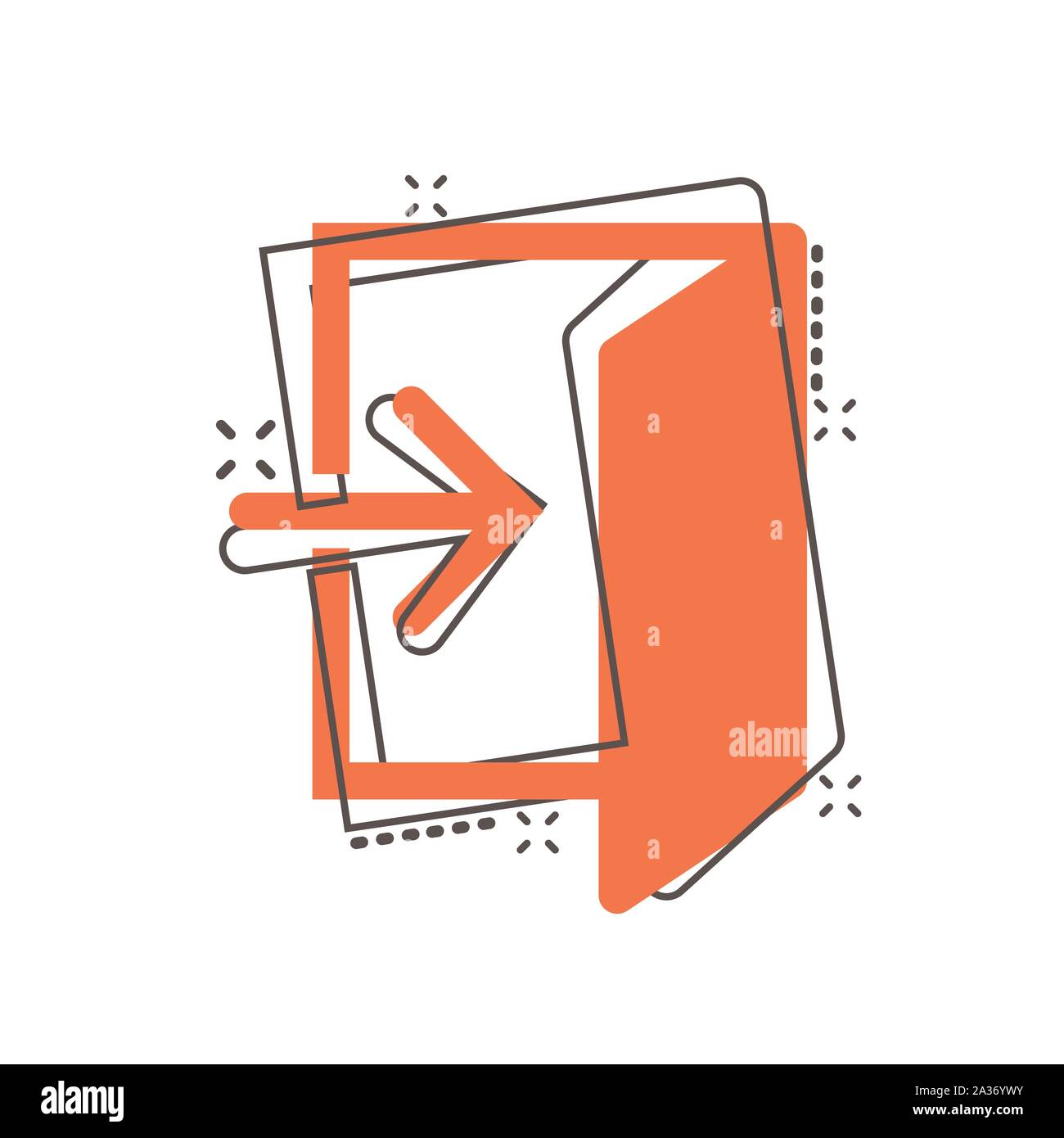 Vector cartoon entrance door icon in comic style. Exit doors concept ...