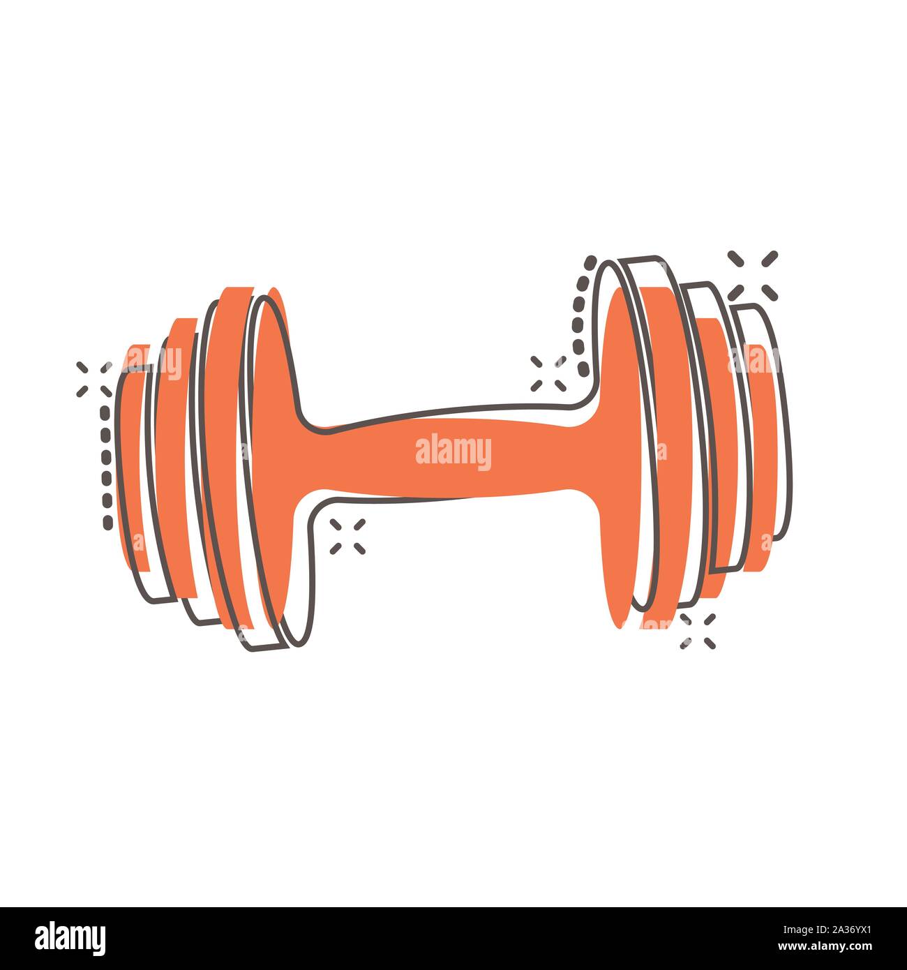 Vector cartoon dumbbell fitness gym icon in comic style. Barbell ...