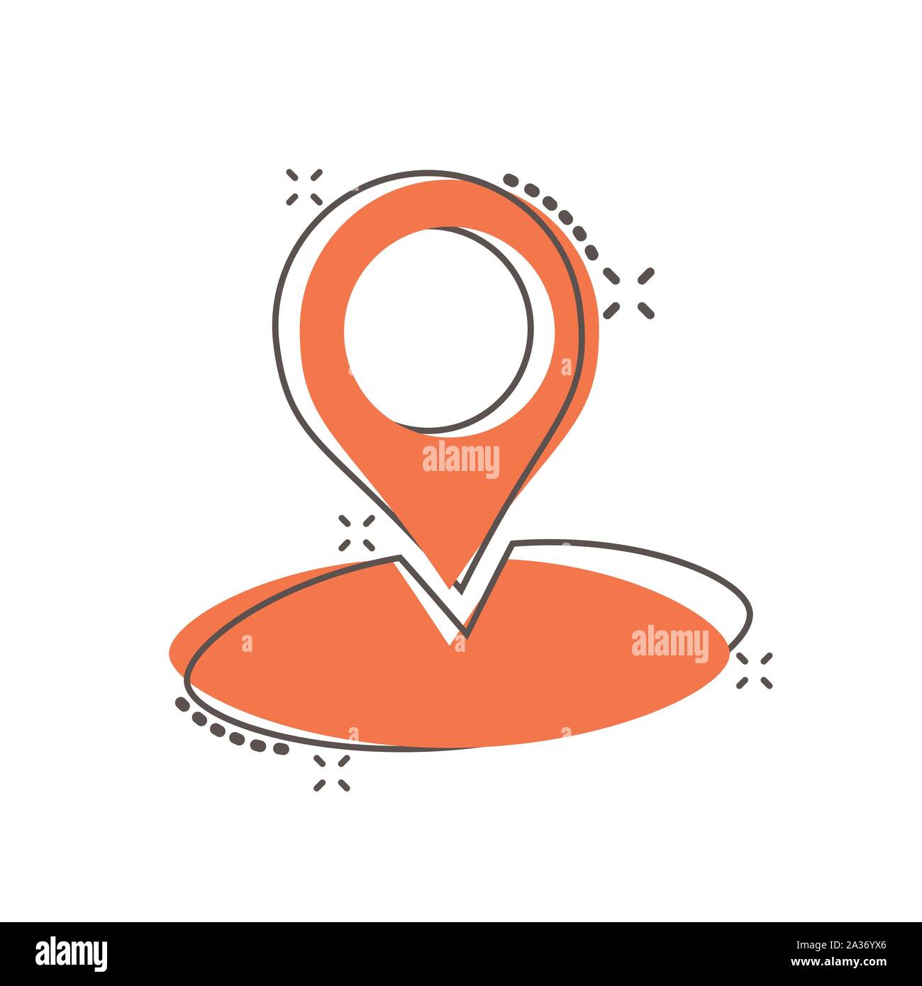 Vector cartoon map pointer icon in comic style. Gps navigation mark ...