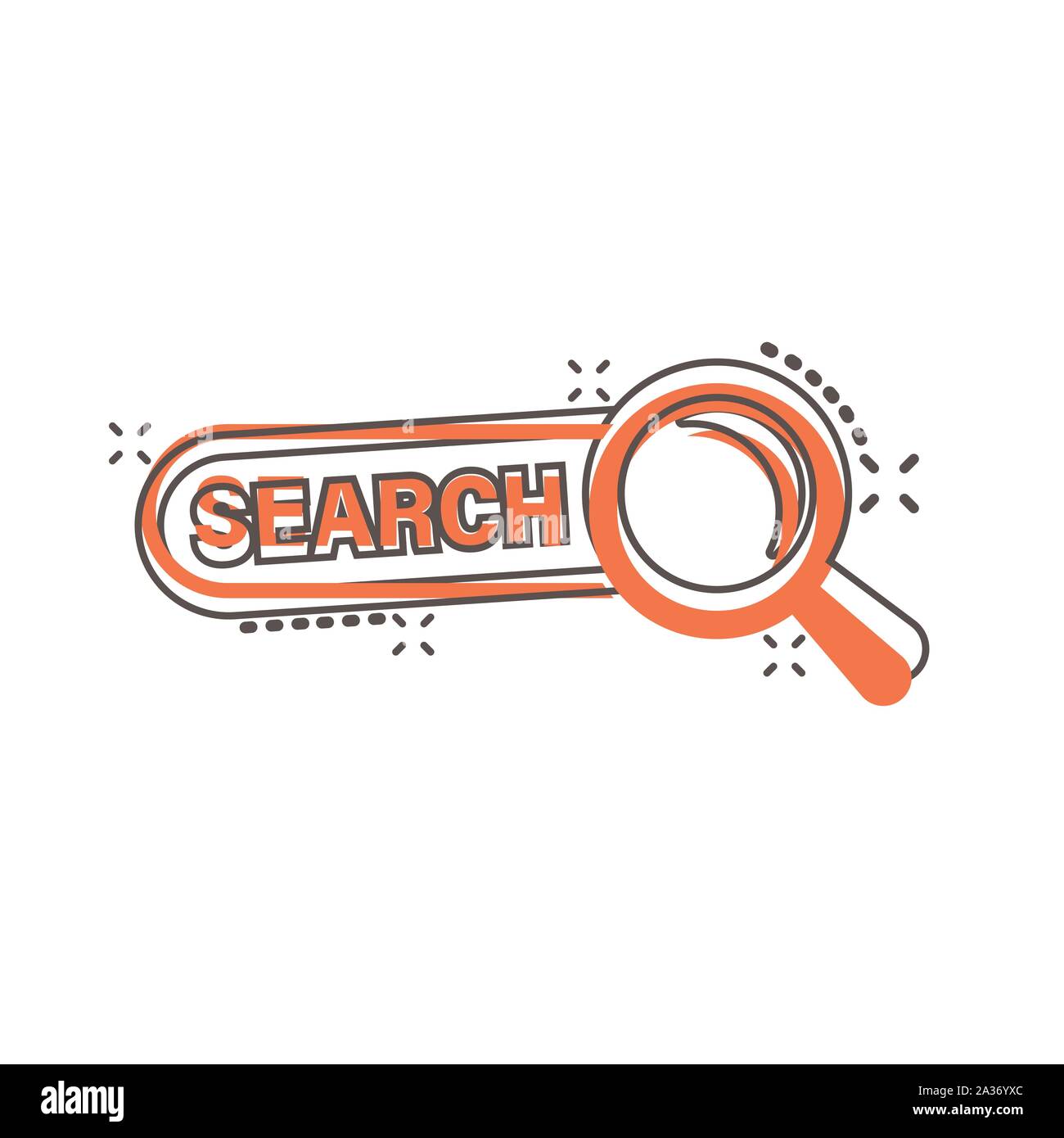 Vector cartoon search bar ui icon in comic style. Search website form ...