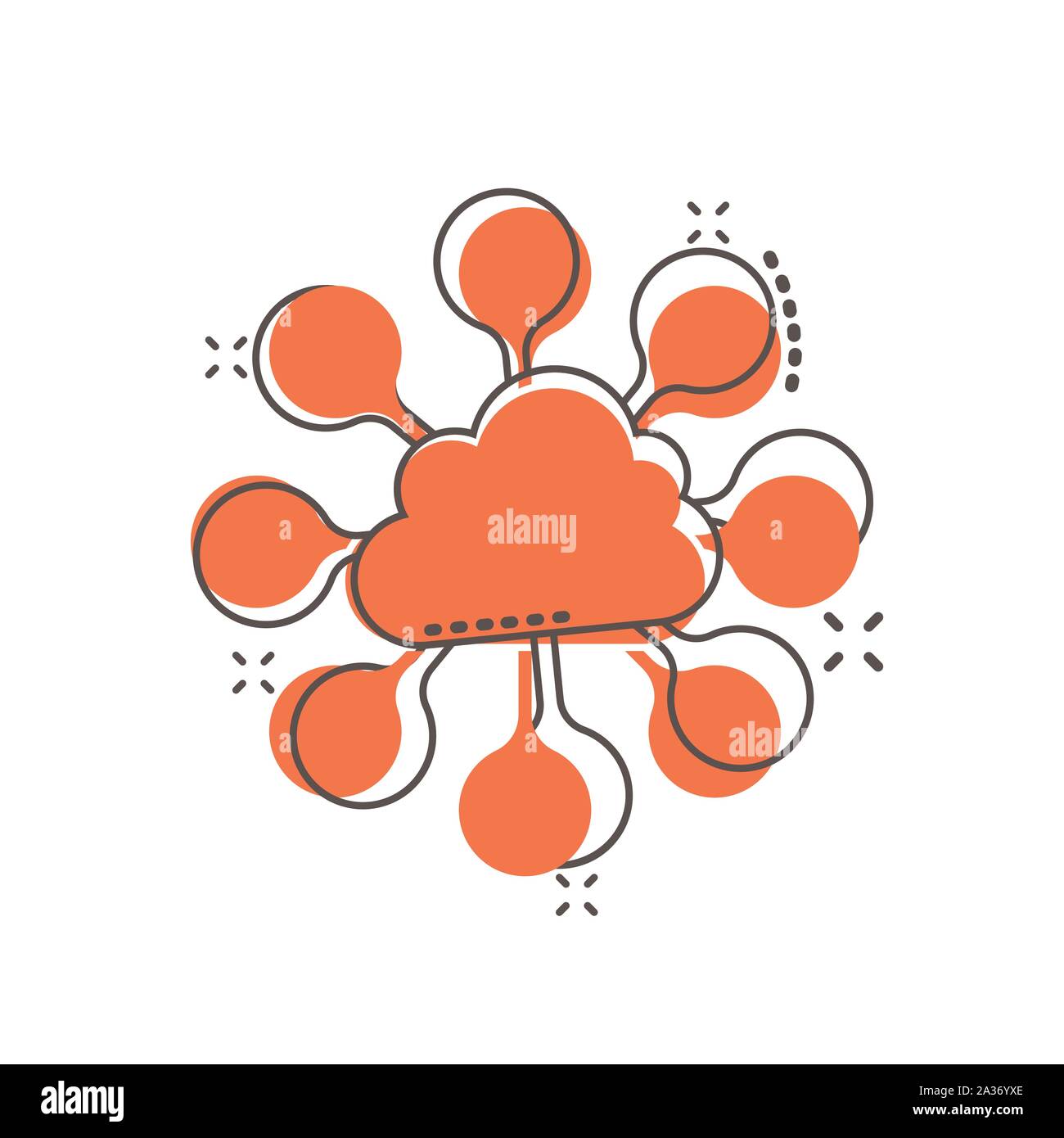 Vector cartoon cloud computing technology icon in comic style ...