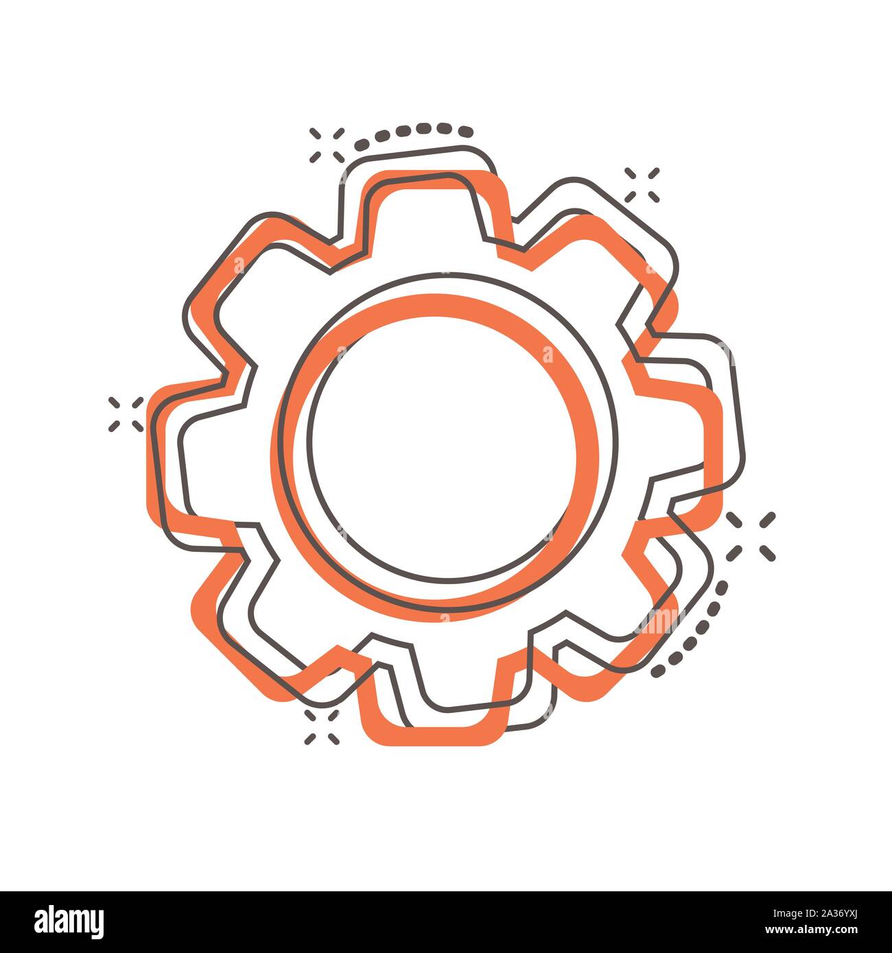 Vector cartoon gear icon in comic style. Cog wheel concept illustration ...