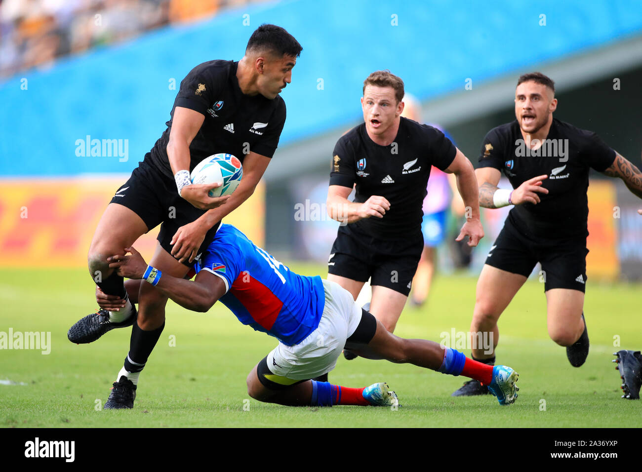 New Zealand's Rieko Loane (left) in action during the 2019 Rugby World ...