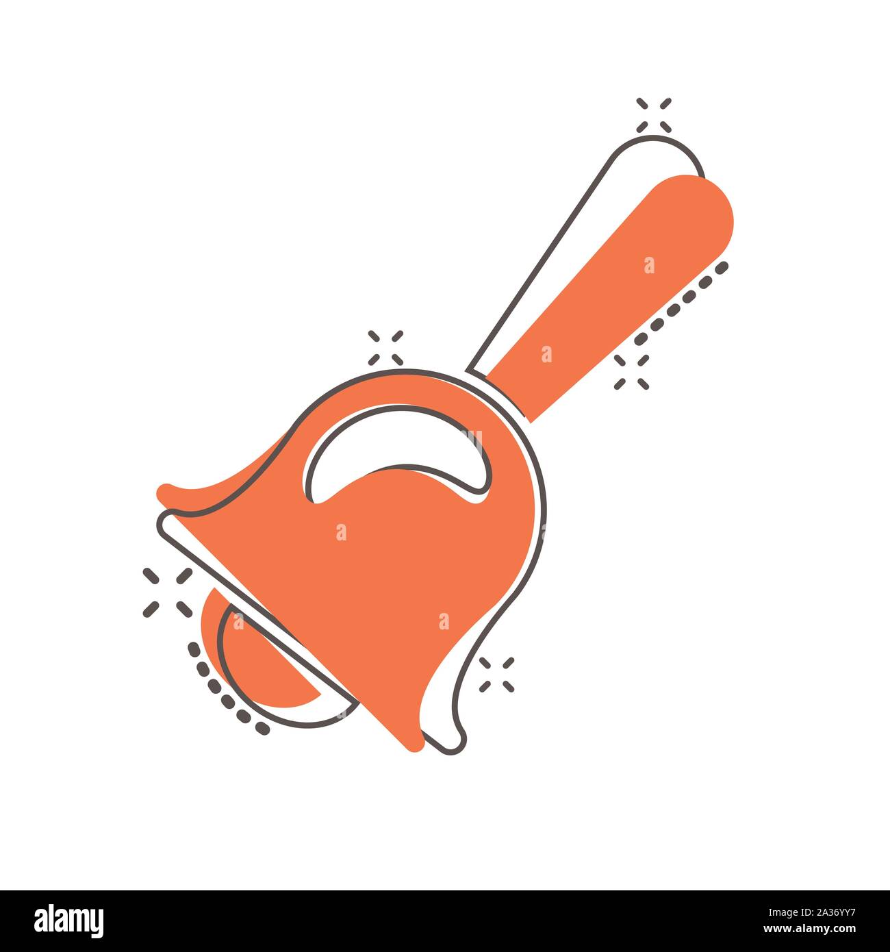 Vector cartoon bell alarm icon in comic style. Bell jingle concept ...