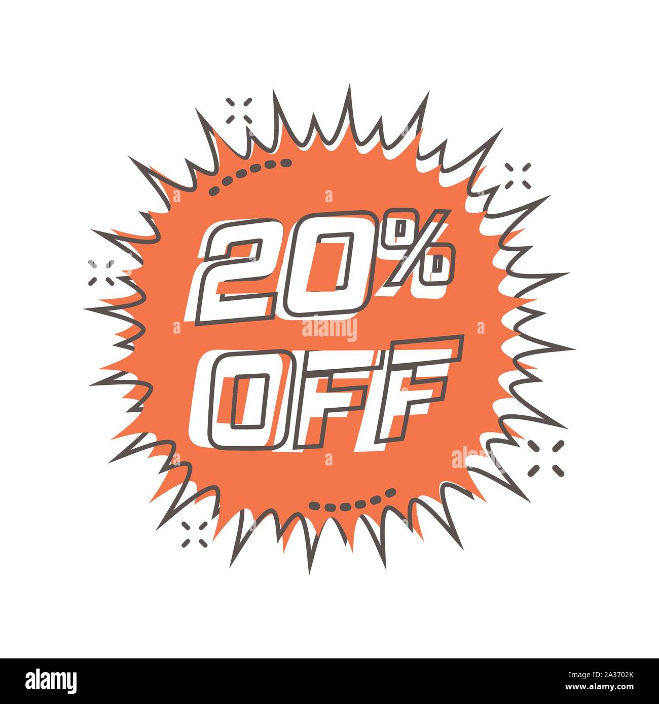 Vector cartoon discount sticker icon in comic style. Sale tag ...