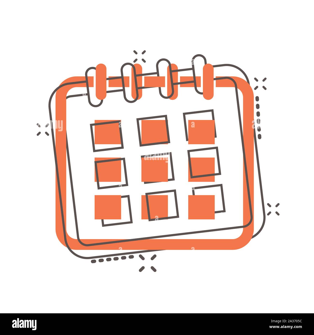 Vector cartoon calendar agenda icon in comic style. Reminder ...