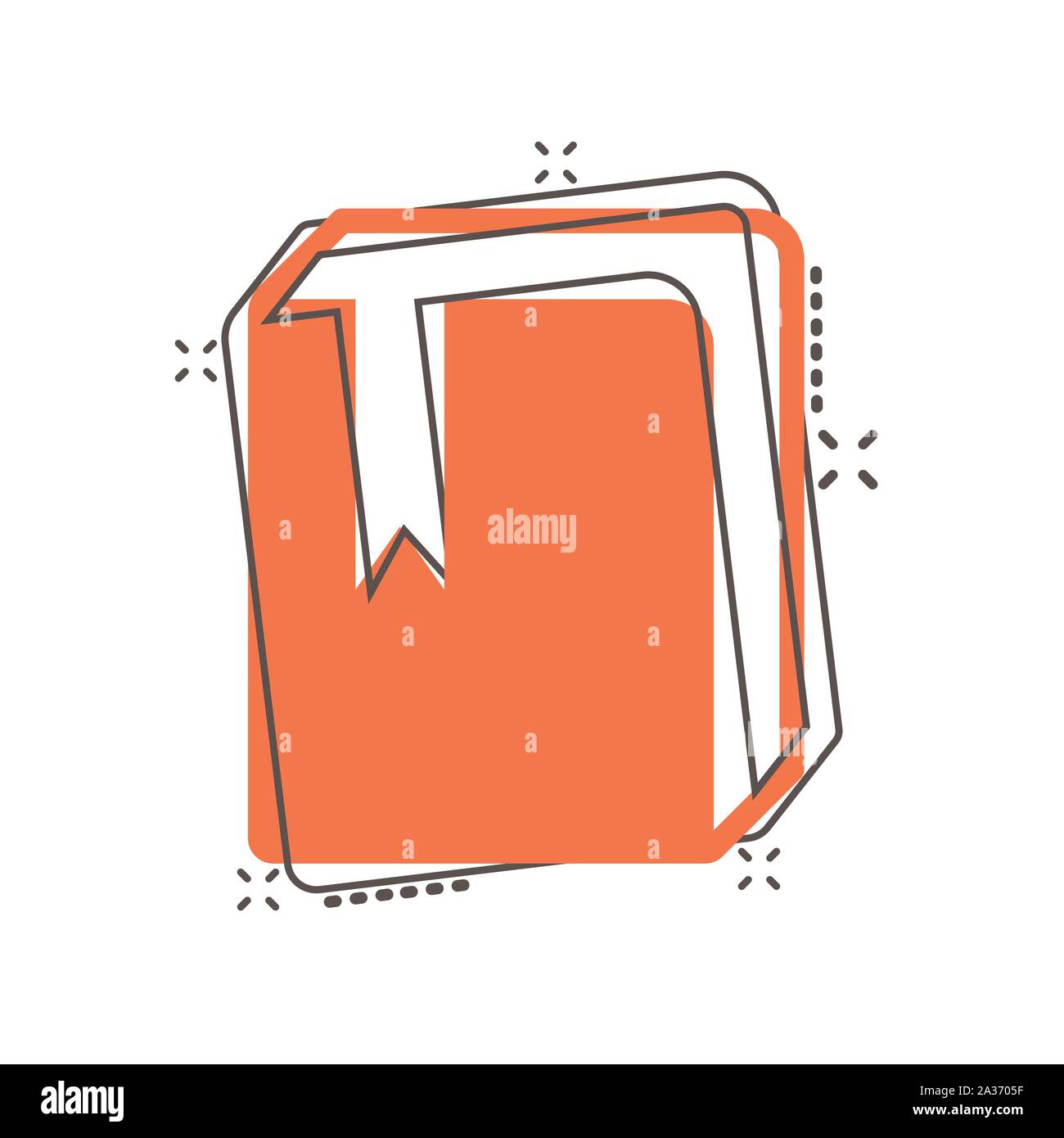 Vector cartoon book library icon in comic style. Education concept ...