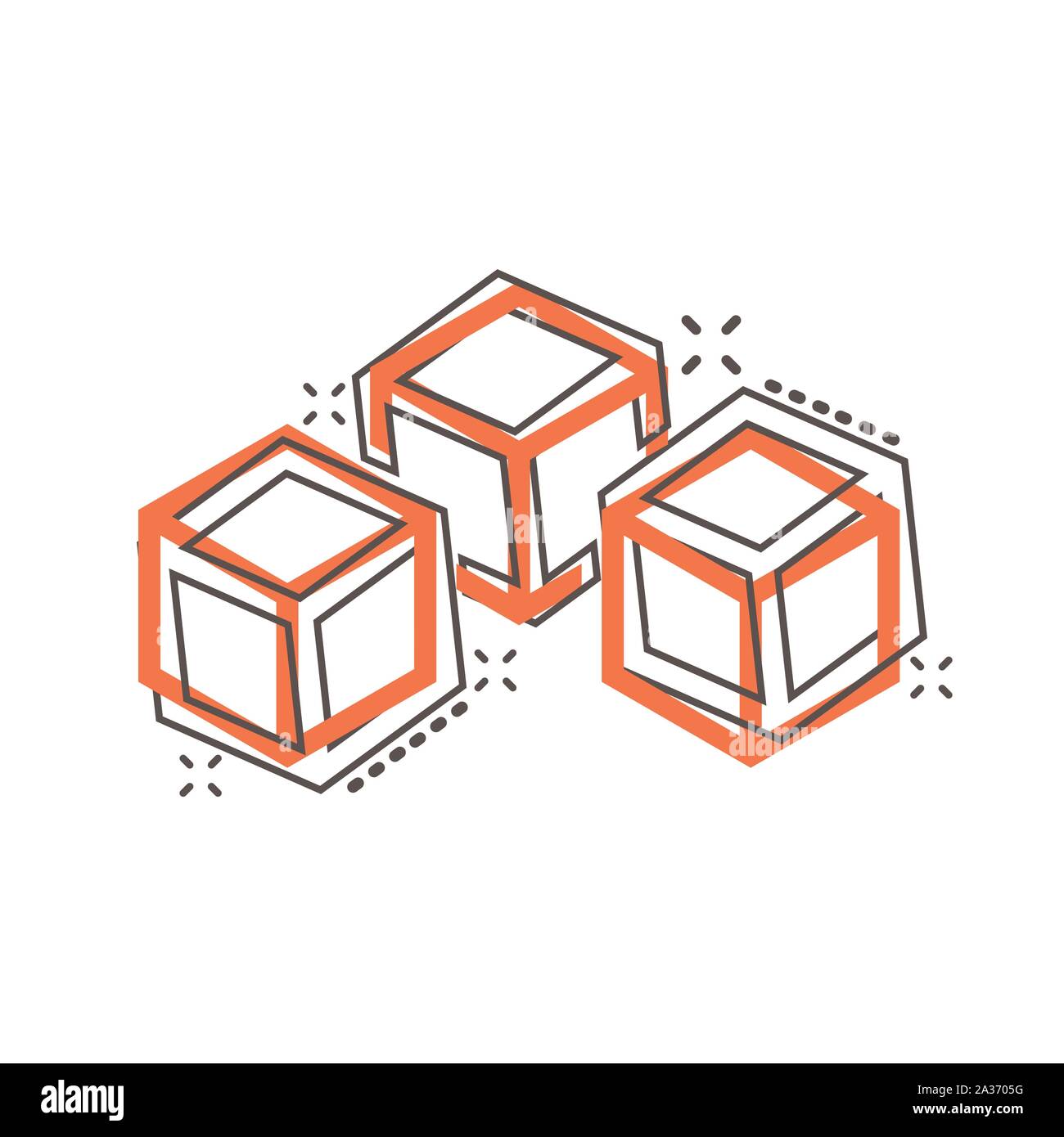 Vector cartoon blockchain technology icon in comic style. Cryptography ...