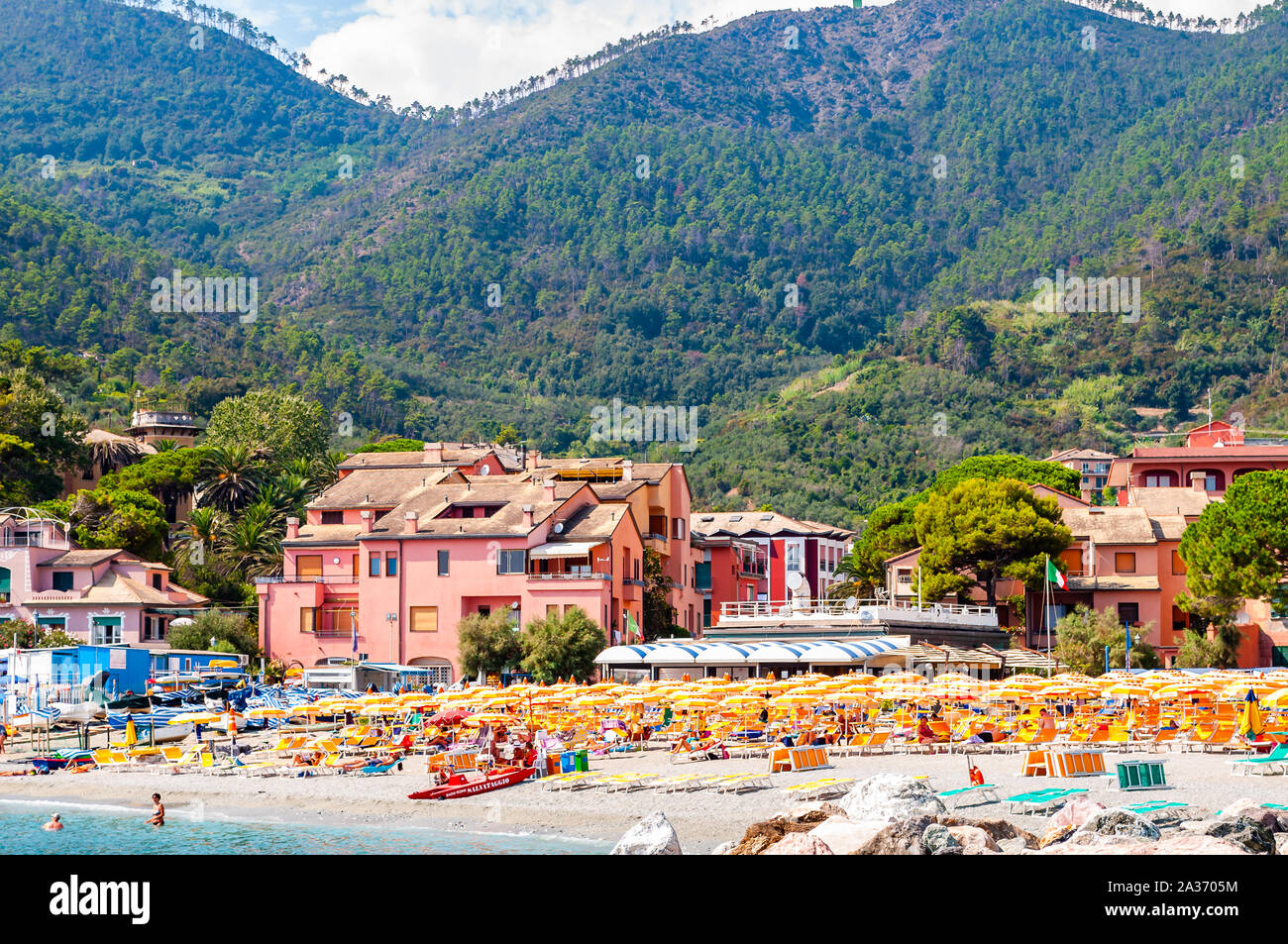 Monterosso Al Mare, Italy - September 02, 2019: The beach full of ...