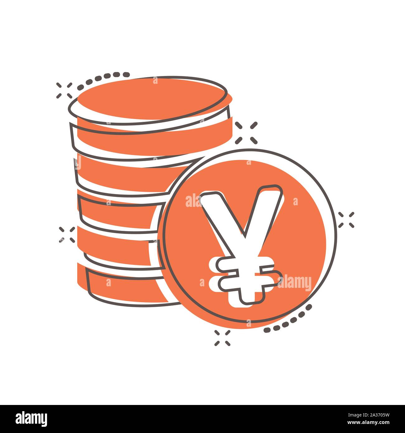 Vector cartoon yen, yuan money currency icon in comic style. Yen coin ...