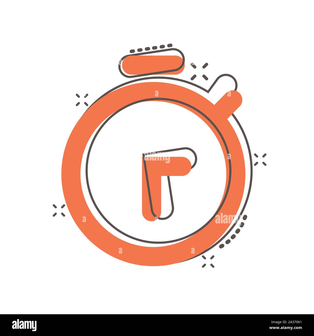 Vector cartoon clock timer icon in comic style. Time alarm concept ...