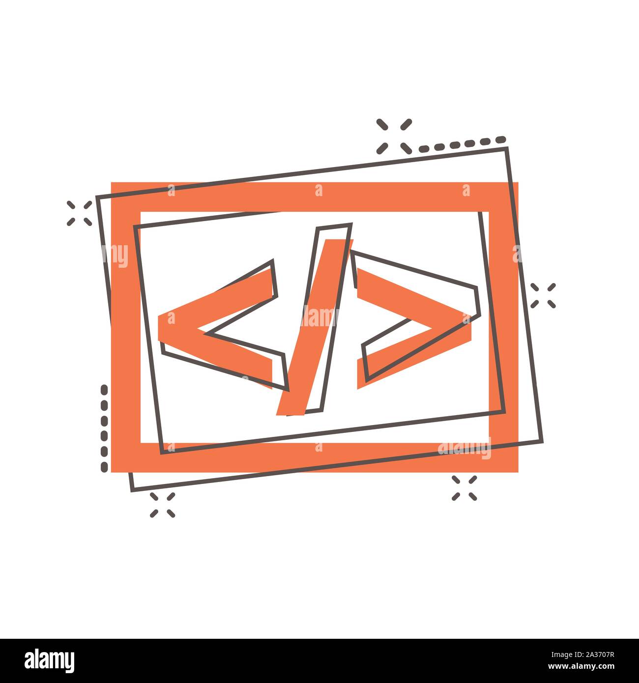 Vector cartoon open source icon in comic style. Api programming concept illustration pictogram ...