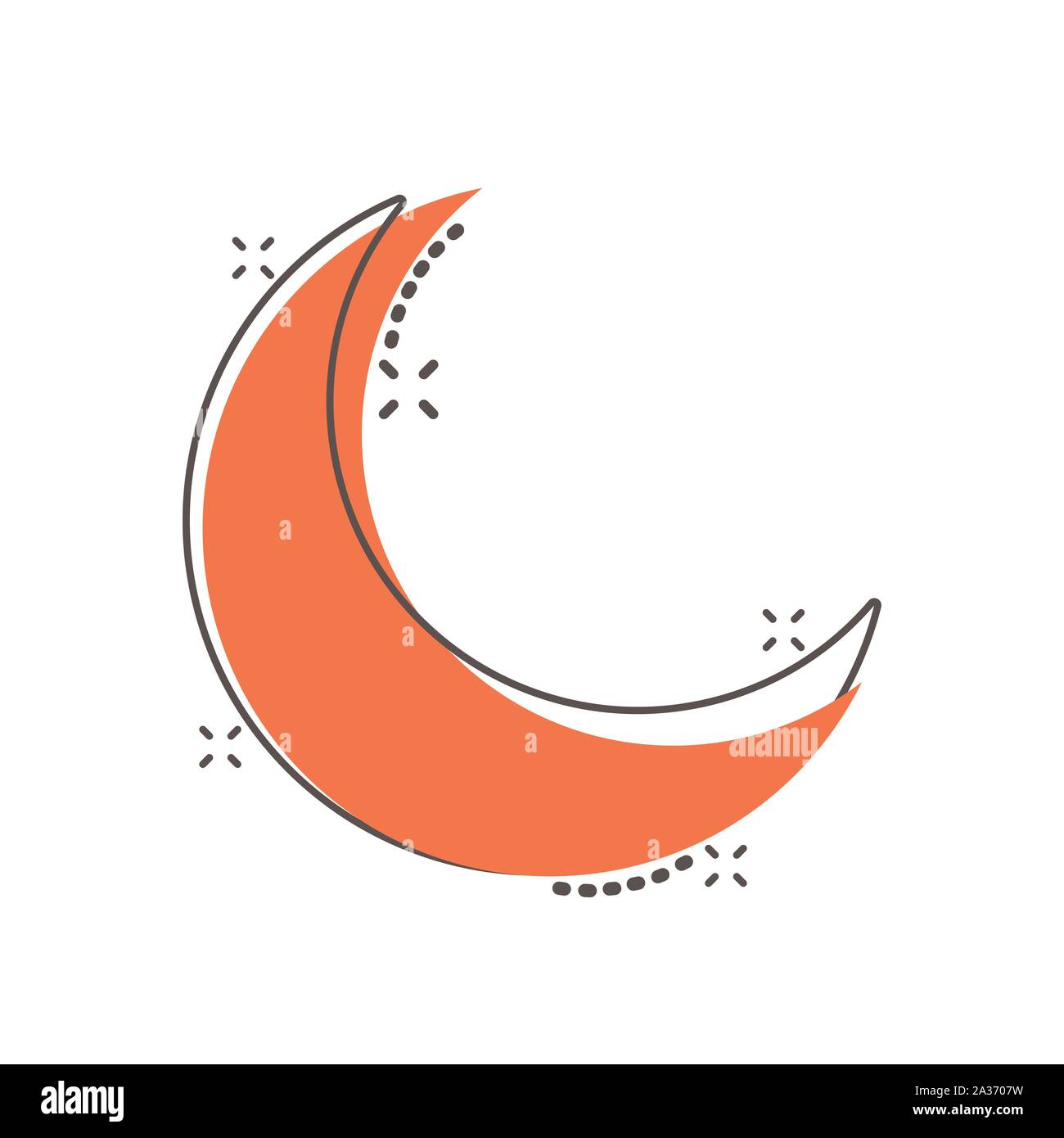 Vector cartoon nighttime moon and stars icon in comic style. Lunar ...