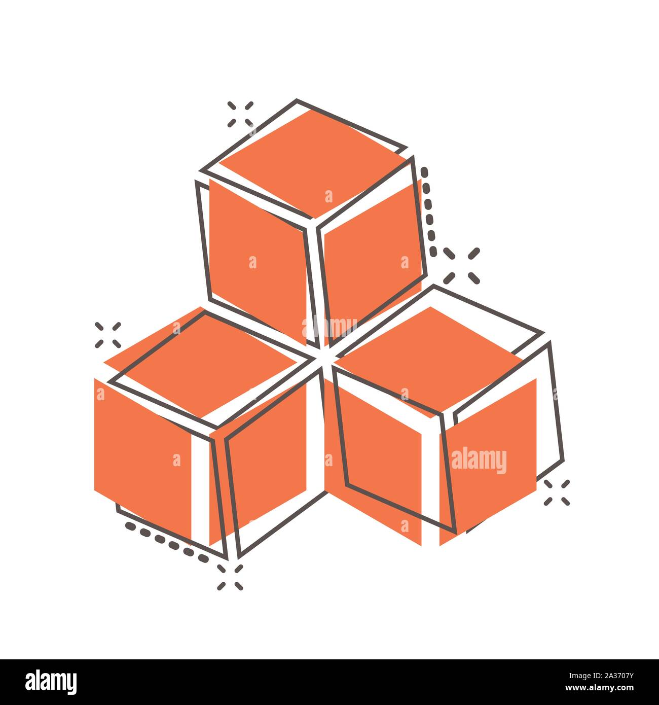 Vector cartoon blockchain technology icon in comic style. Cryptography ...