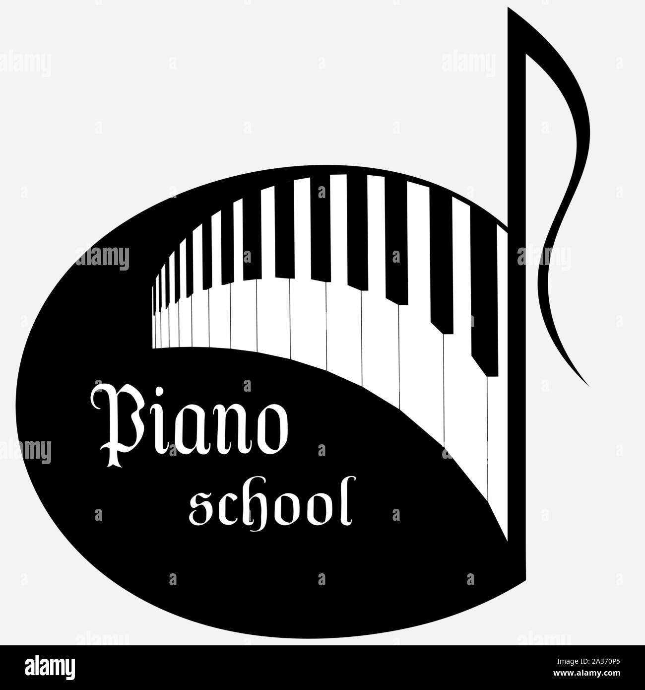 art music school logo in the form of a note with piano keys Stock ...