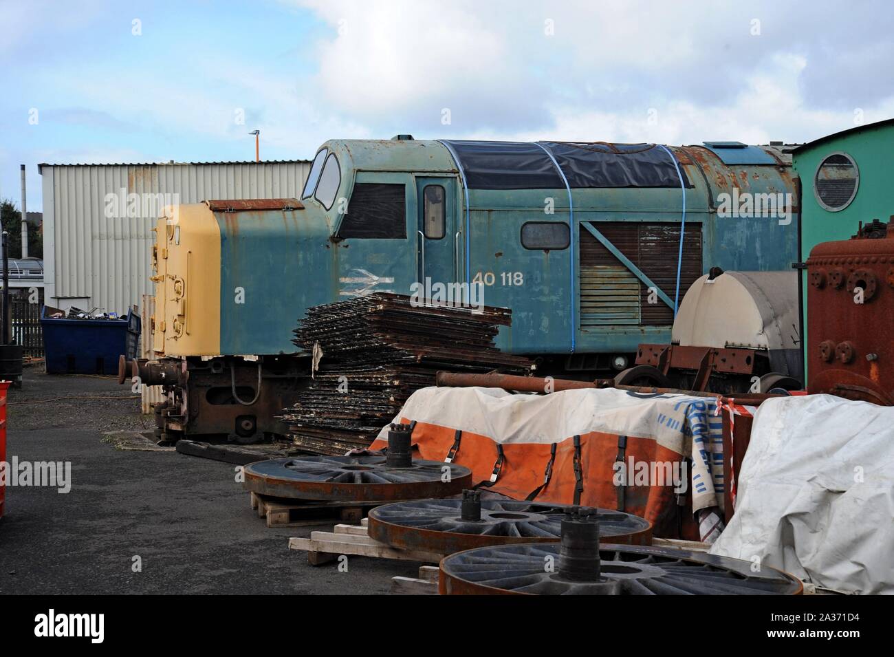 Class 40 English Electric heritage diesel locomotive under restoration ...