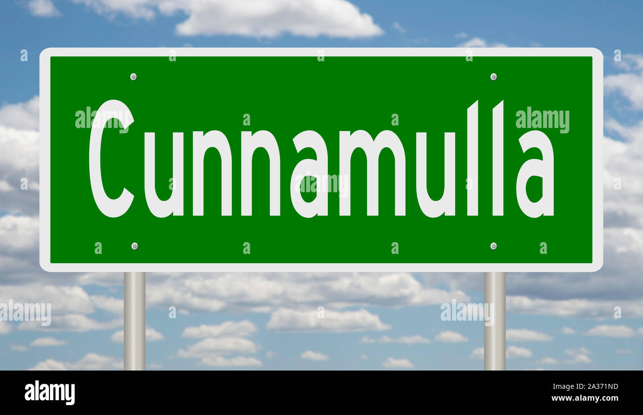 Rendering of a green 3d highway sign for Cunnamulla Queensland Stock ...