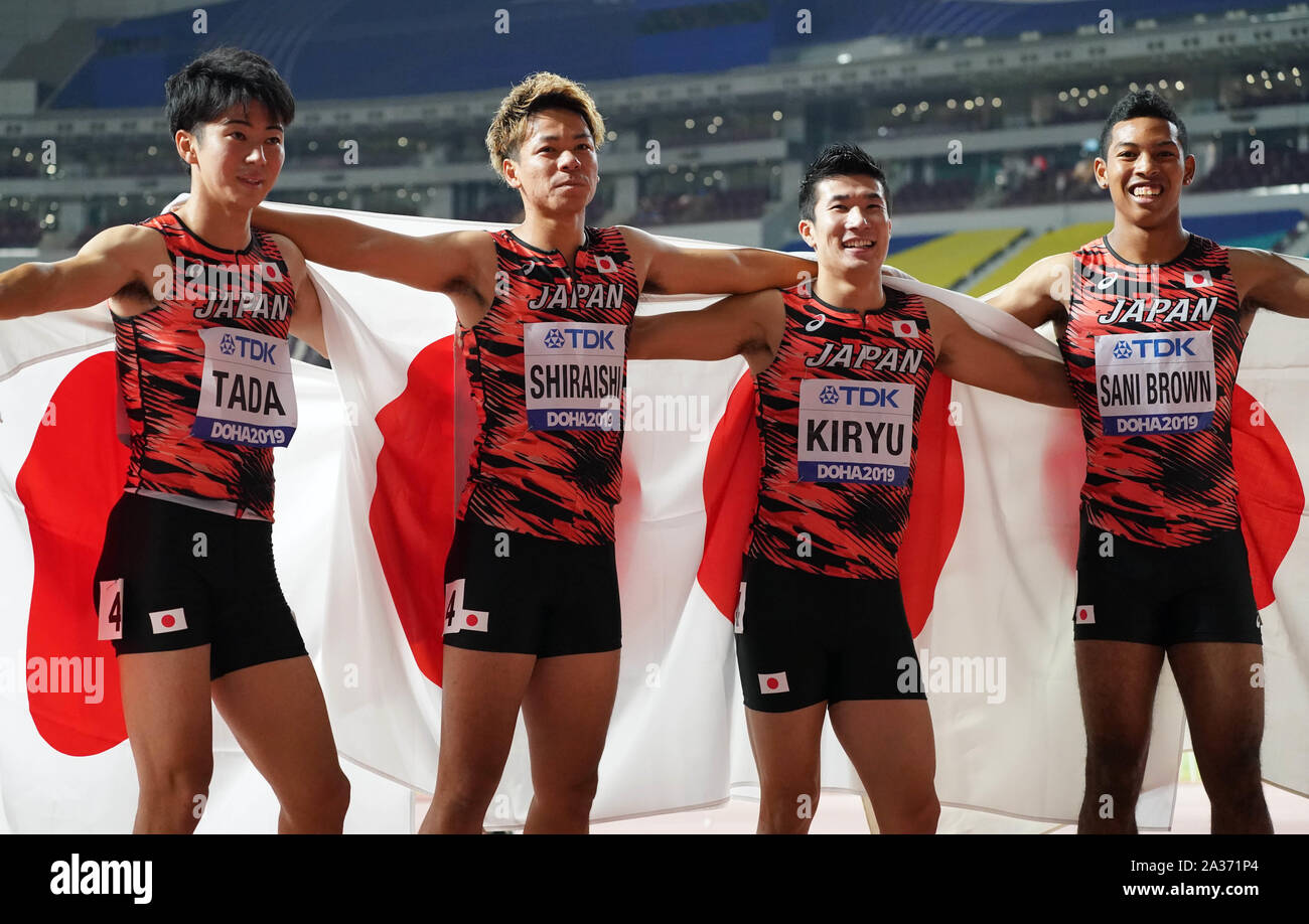 Doha, Qatar. 5th Oct, 2019. Tada Shuhei, Shiraishi Kirara, Kiryu ...