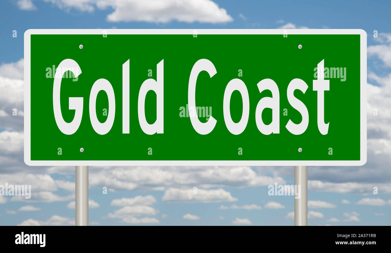 Rendering of a green 3d highway sign for Gold Coast Queensland Stock ...